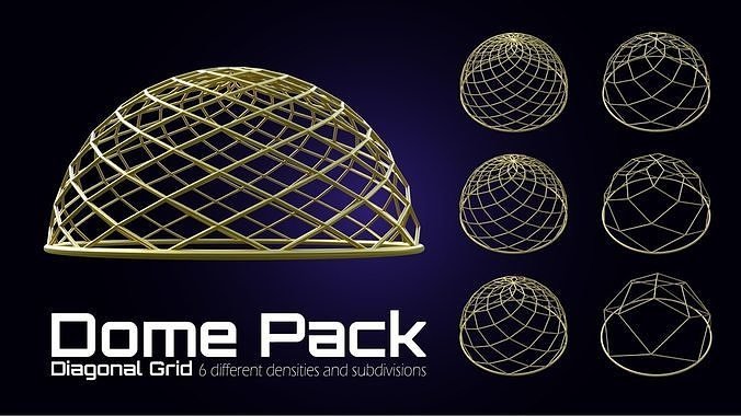 Architectural Dome Pack 6 Variations Diagonal Grid Structure 3D model ...