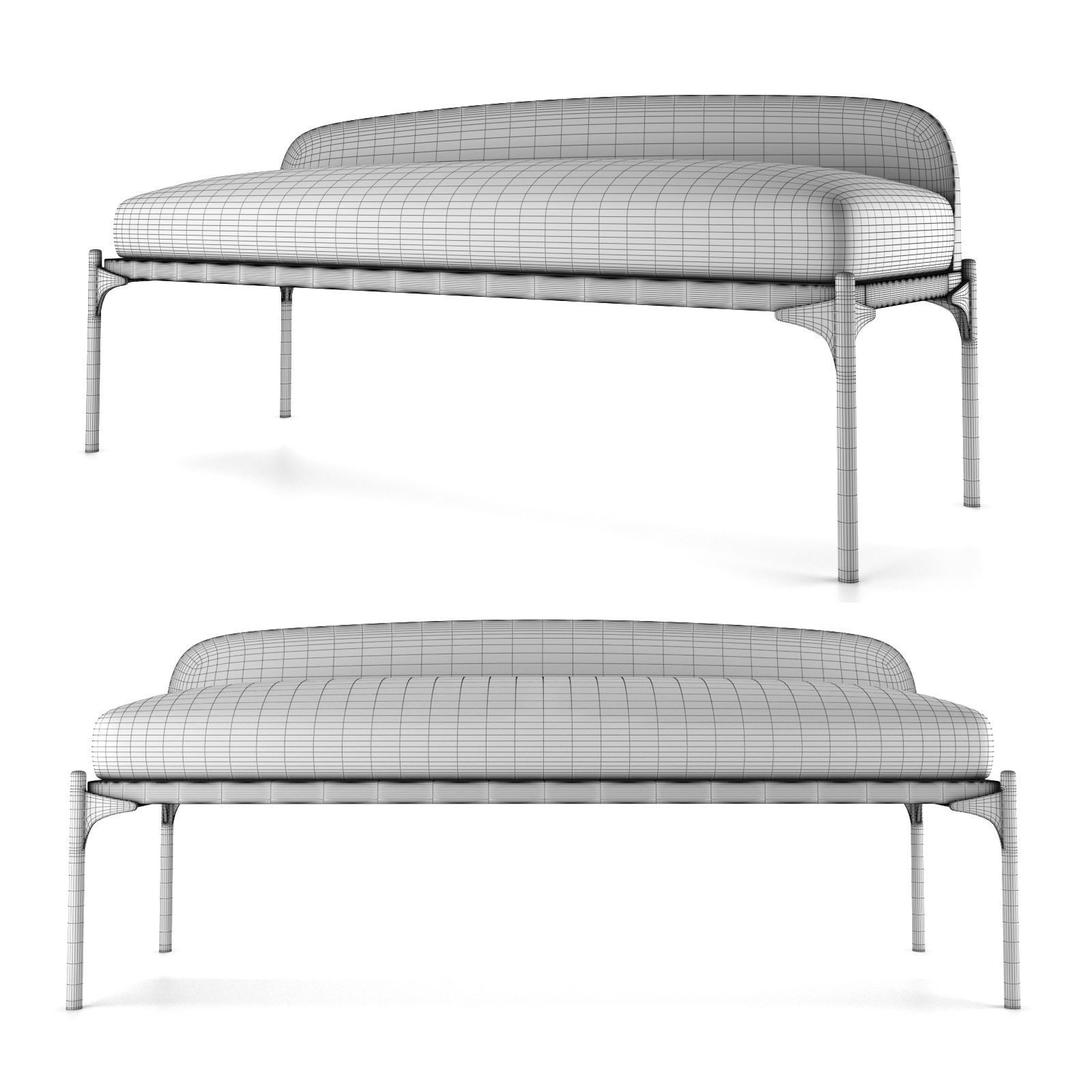 Castafiore Upholstered Bench 3D model | CGTrader