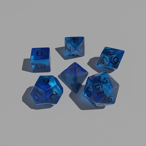 3D model Blue Clear Dice Set VR / AR / low-poly | CGTrader