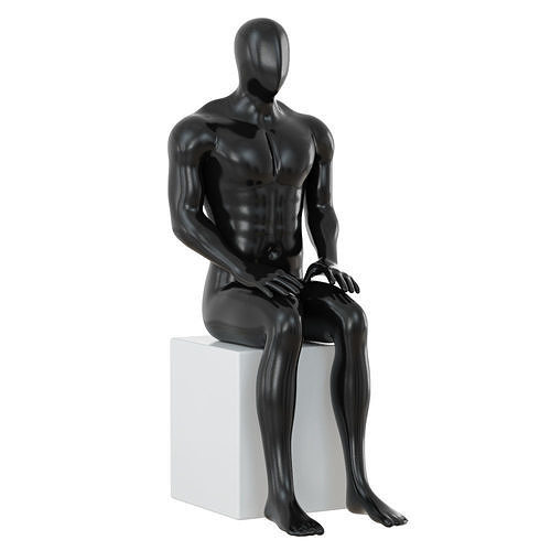Male mannequin sitting on a square stool 129 3D model | CGTrader