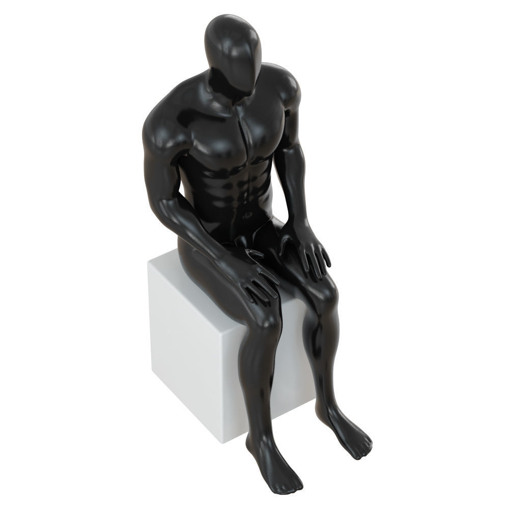Male mannequin sitting on a square stool 129 3D model | CGTrader