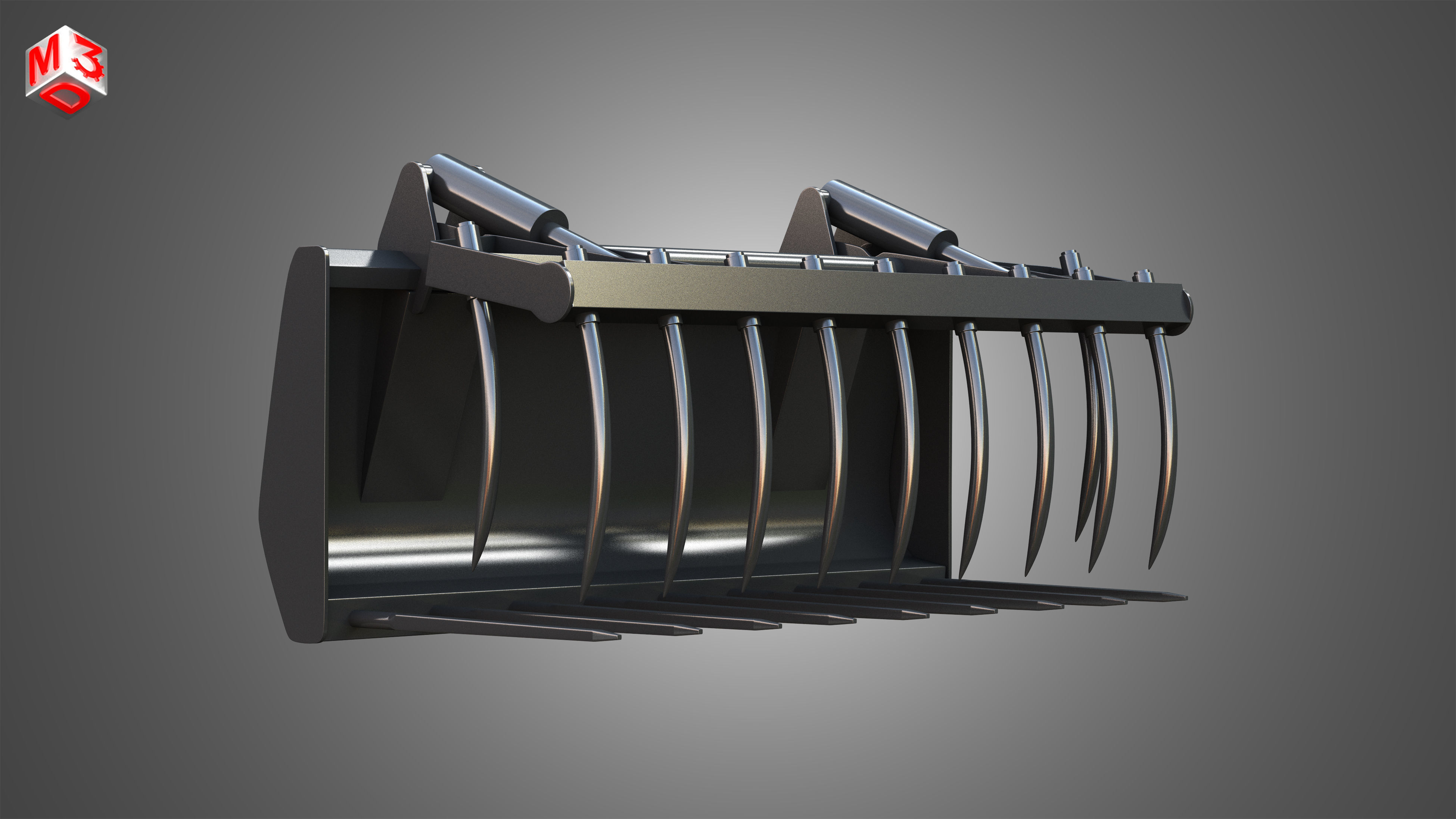 Fork with Grapple - Front Loader 3D model | CGTrader