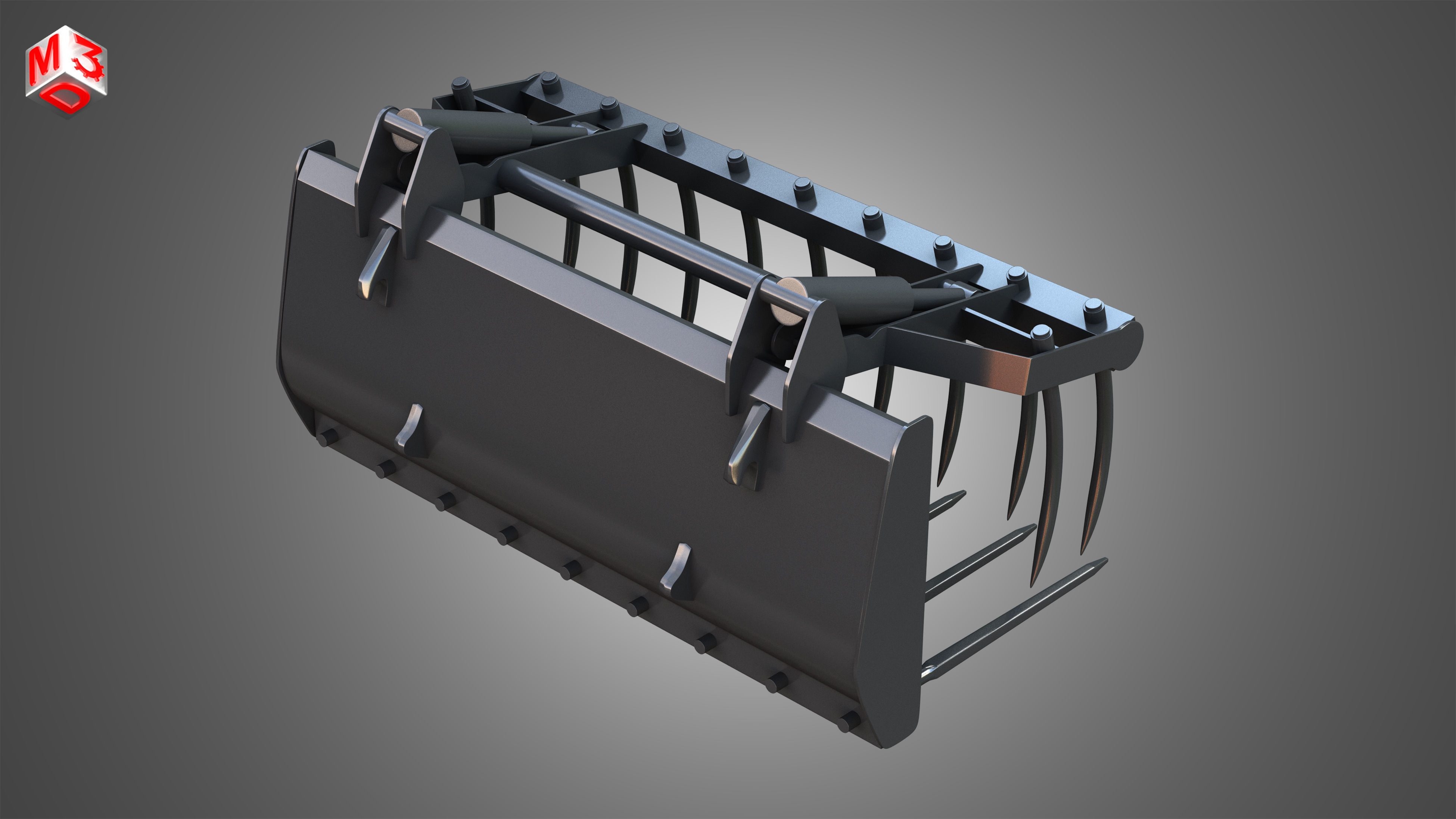 Fork with Grapple - Front Loader 3D model | CGTrader