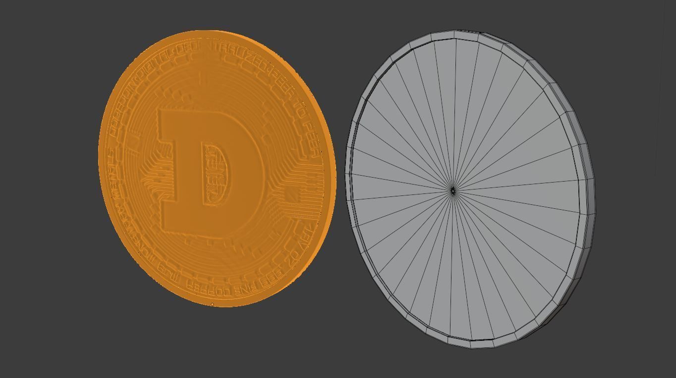 High Low Detail Dogecoin - Cryptocurrency 3D model | CGTrader