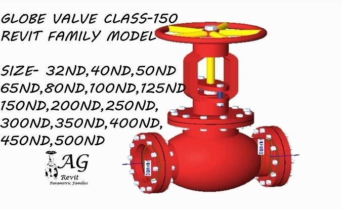 Globe Valve - Revit Family - Size 50mm - 500mm 3D model | CGTrader
