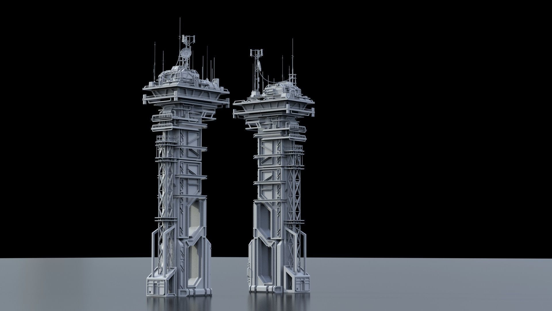 Scifi Futuristic Military buildings pack collection VR / AR / low-poly ...