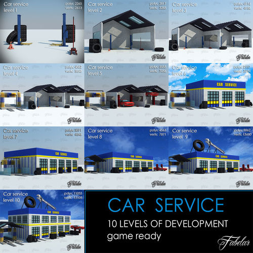 3D model CAR SERVICE all 10 levels VR / AR / low-poly | CGTrader