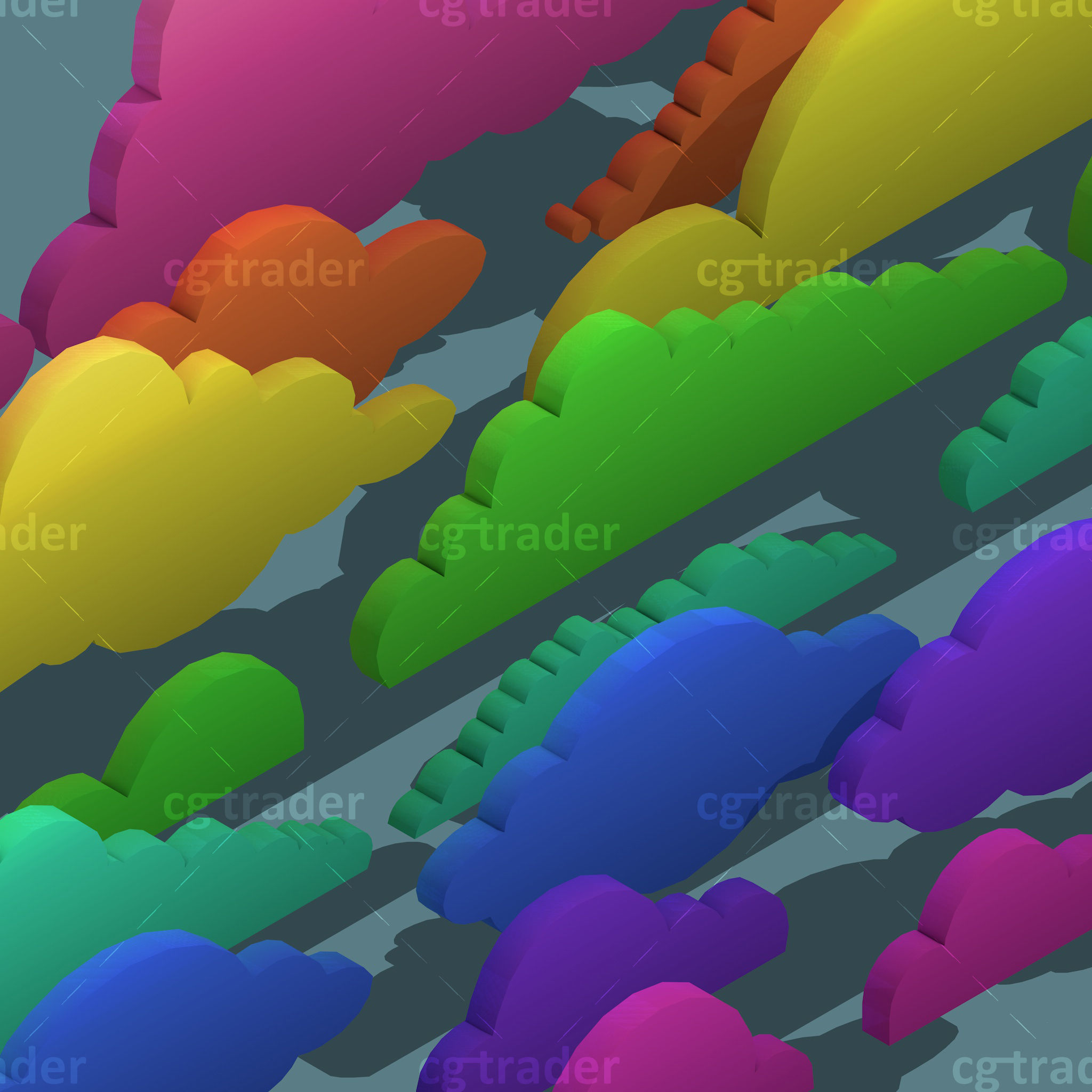 3D model Low Poly Cloud Set Isometric VR / AR / low-poly | CGTrader