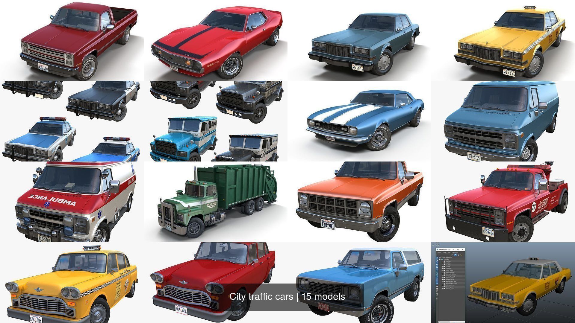 City traffic cars 3D Model Collection | CGTrader