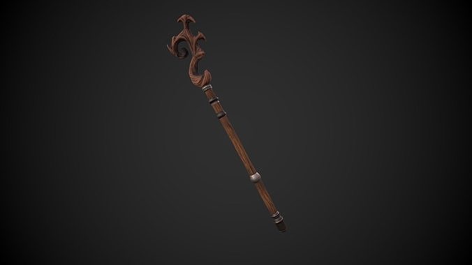 3D model Stylized Wooden Druid Staff VR / AR / low-poly | CGTrader