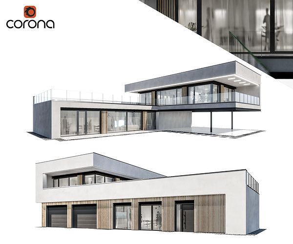 Modern house 09 at night 3D model | CGTrader