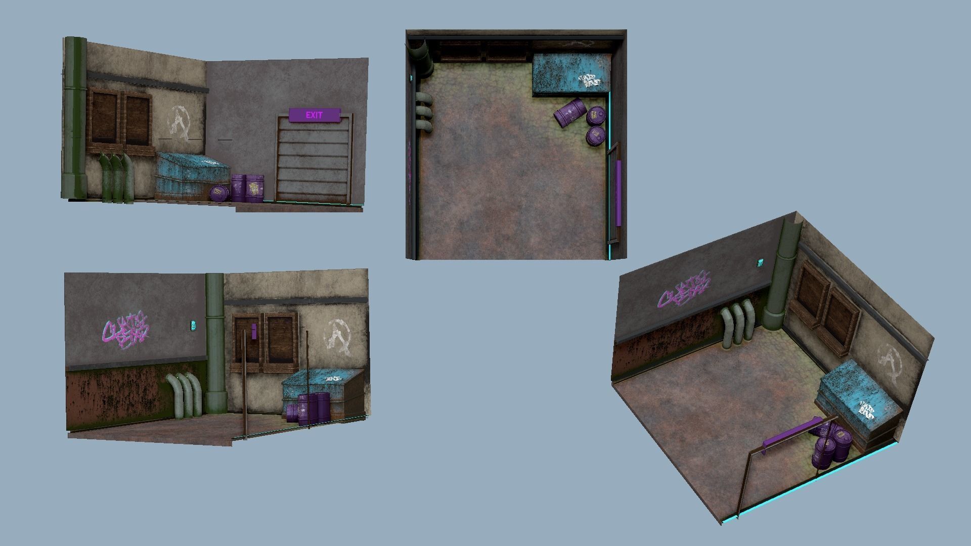 3D model Back Alley Backdrop - Neon Cyberpunk Scenery - Full Perm VR ...