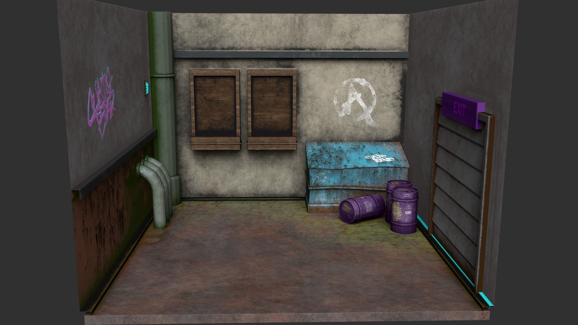 3D model Back Alley Backdrop - Neon Cyberpunk Scenery - Full Perm VR ...