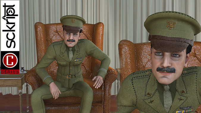WWII The US General 3D model rigged | CGTrader