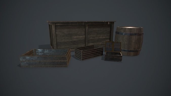 Set medieval storage boxes free VR / AR / low-poly 3D model | CGTrader