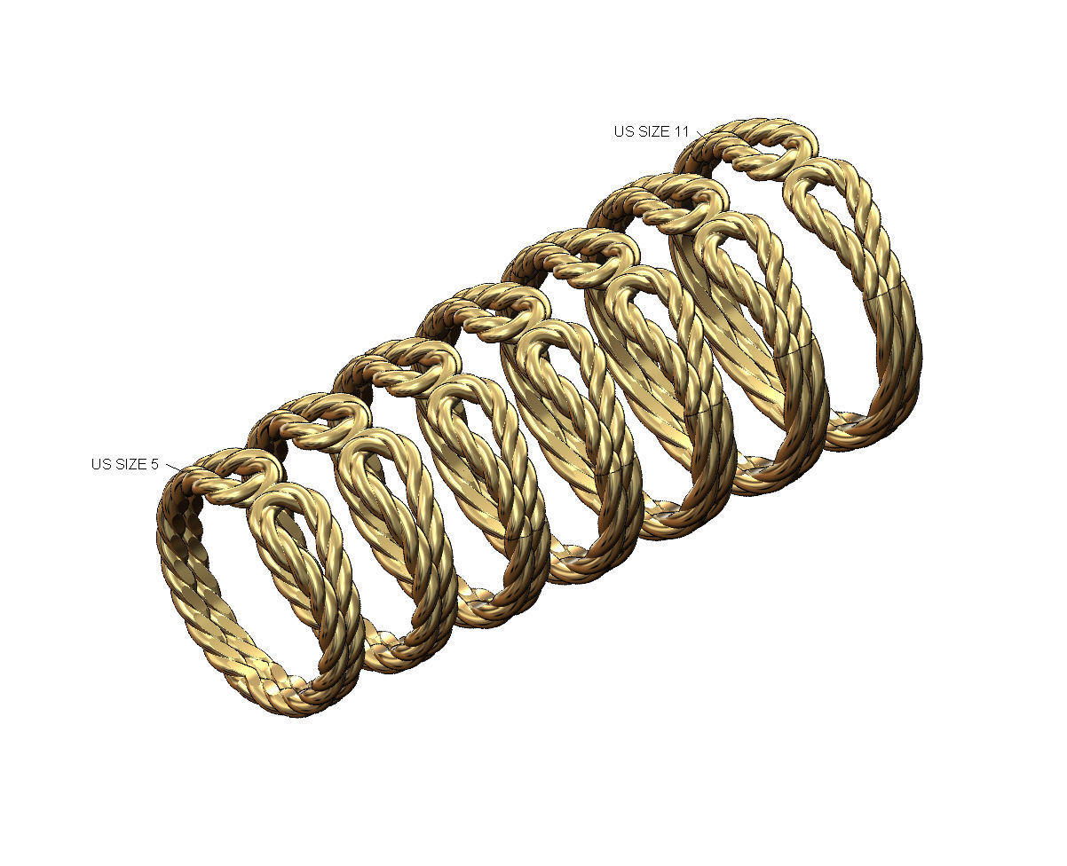 Twisted wire double loop band 3D model 3D printable | CGTrader