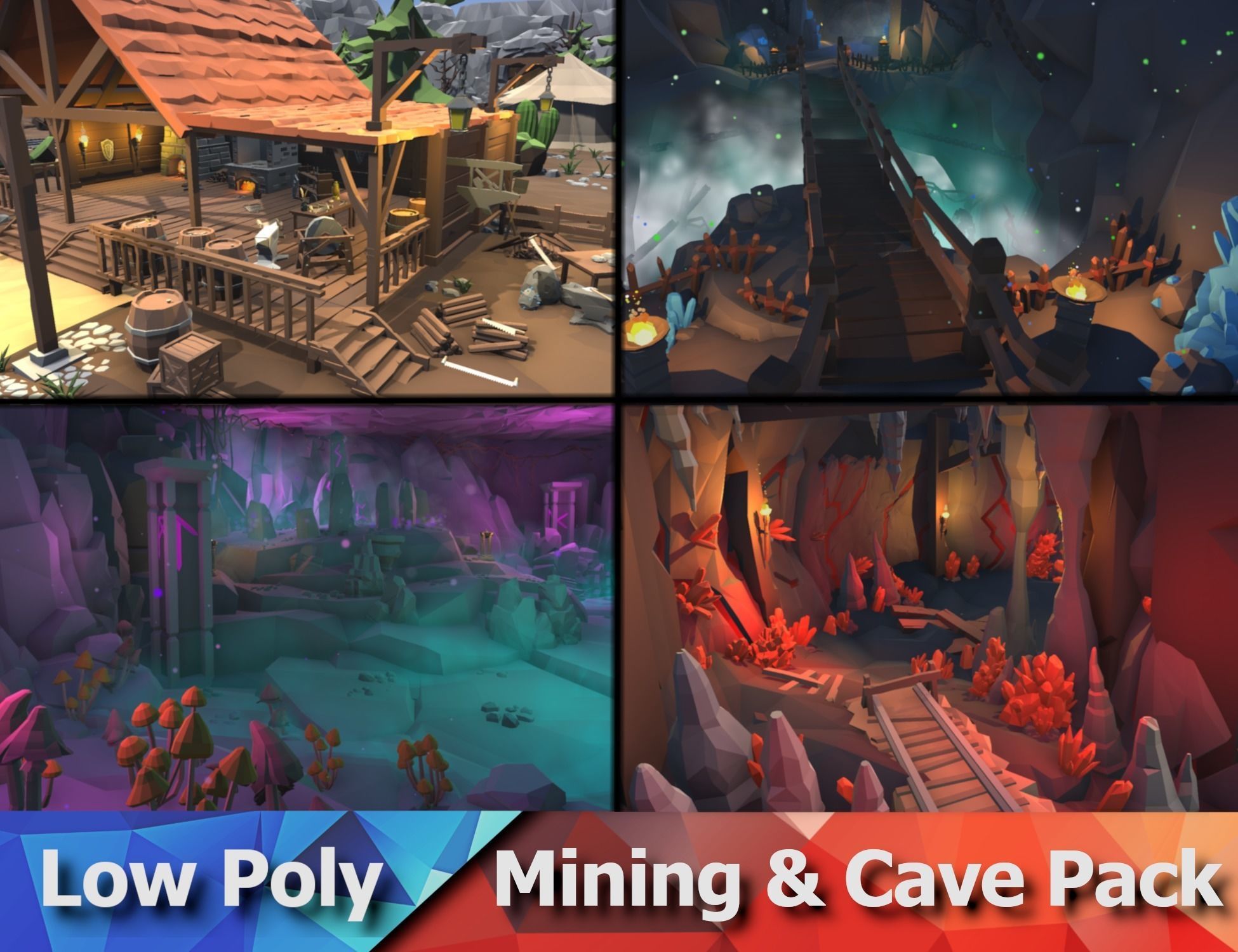 3D model Ultimate Low Poly Mining and Cave Pack VR / AR / low-poly ...