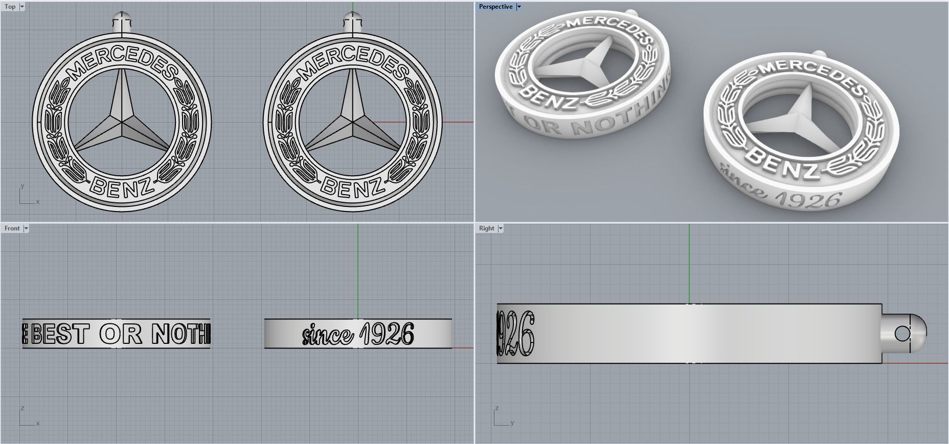 Mercedes-Benz keychain 3D model 3D printable | CGTrader