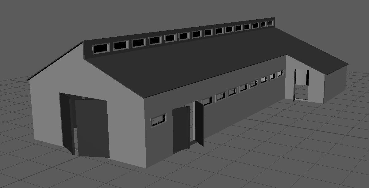 Stable barn with doors and windows 3D model | CGTrader