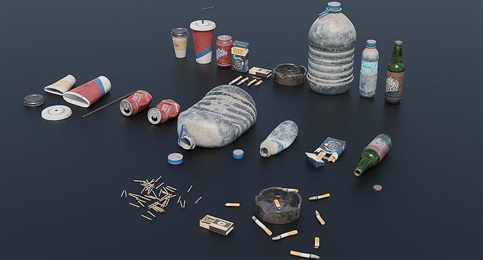 3D model Trash Set PBR Game Ready box VR / AR / low-poly | CGTrader