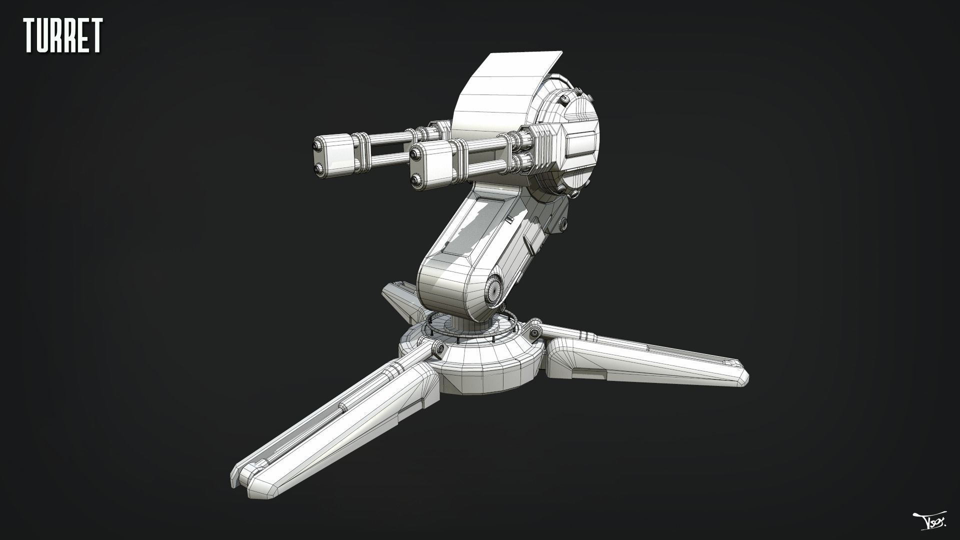 3D model Turret Low poly Game Ready PBR VR / AR / low-poly | CGTrader