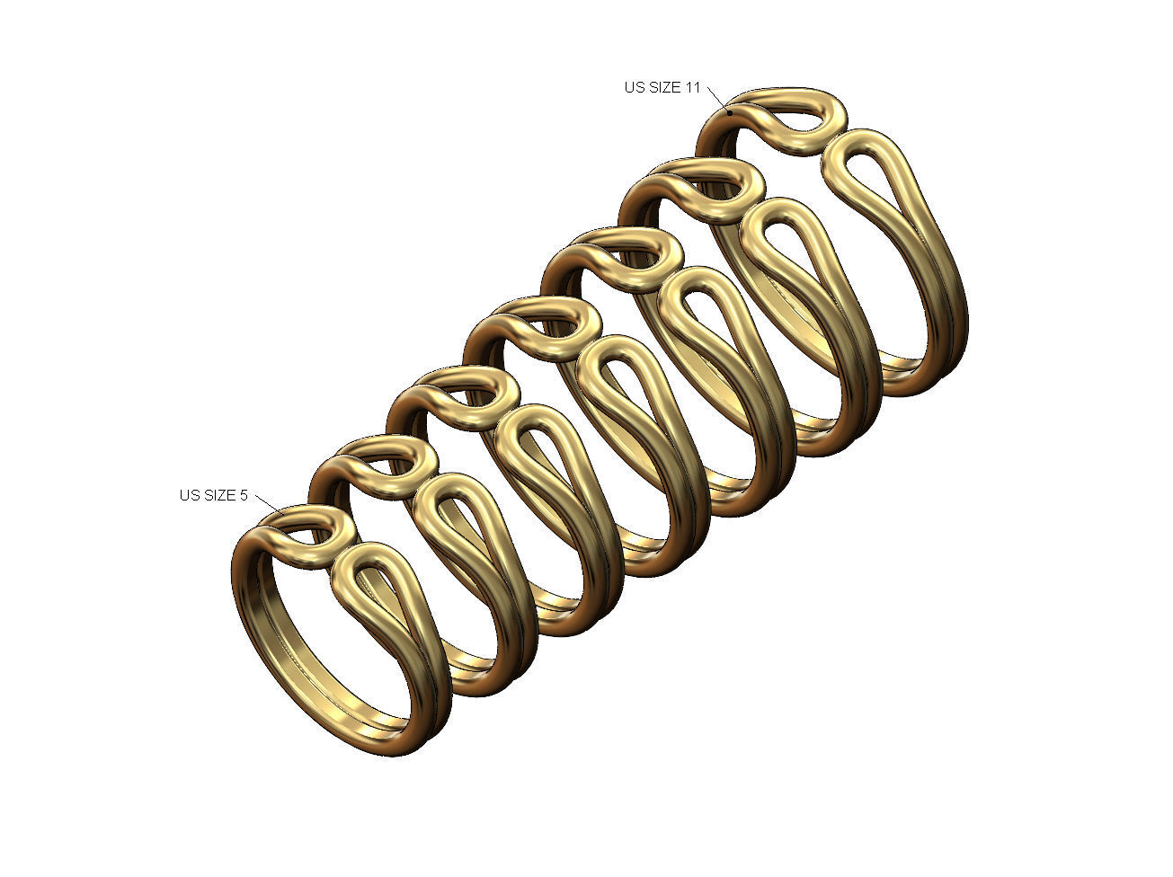 Simple double loop wire band US size 5 to 11 3D model 3D printable ...