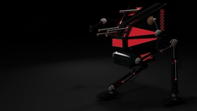 Low Poly Mech robot with lights 3D model rigged | CGTrader