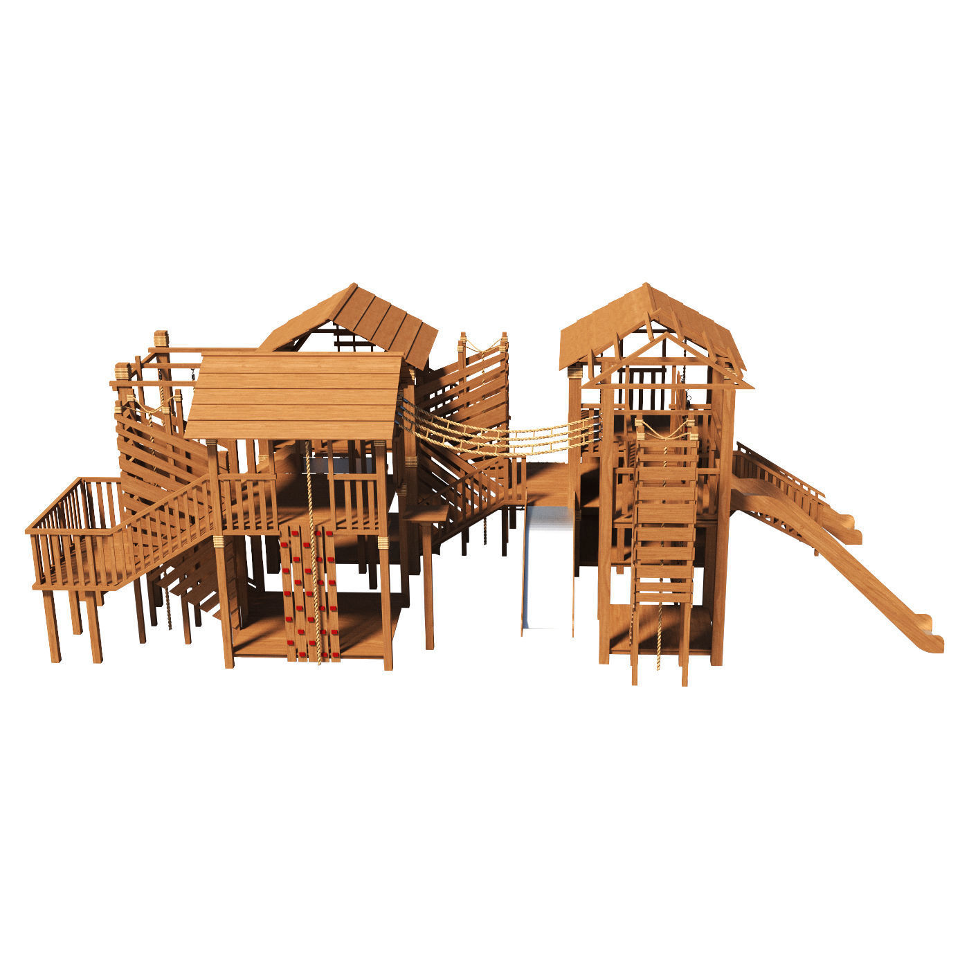 Playground two wooden play structures 3D model | CGTrader
