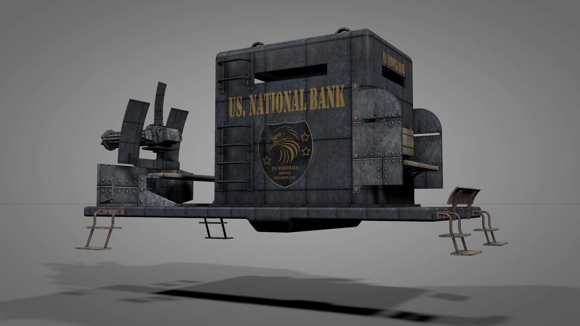 Old West Armored Safe Wagon 3D model | CGTrader