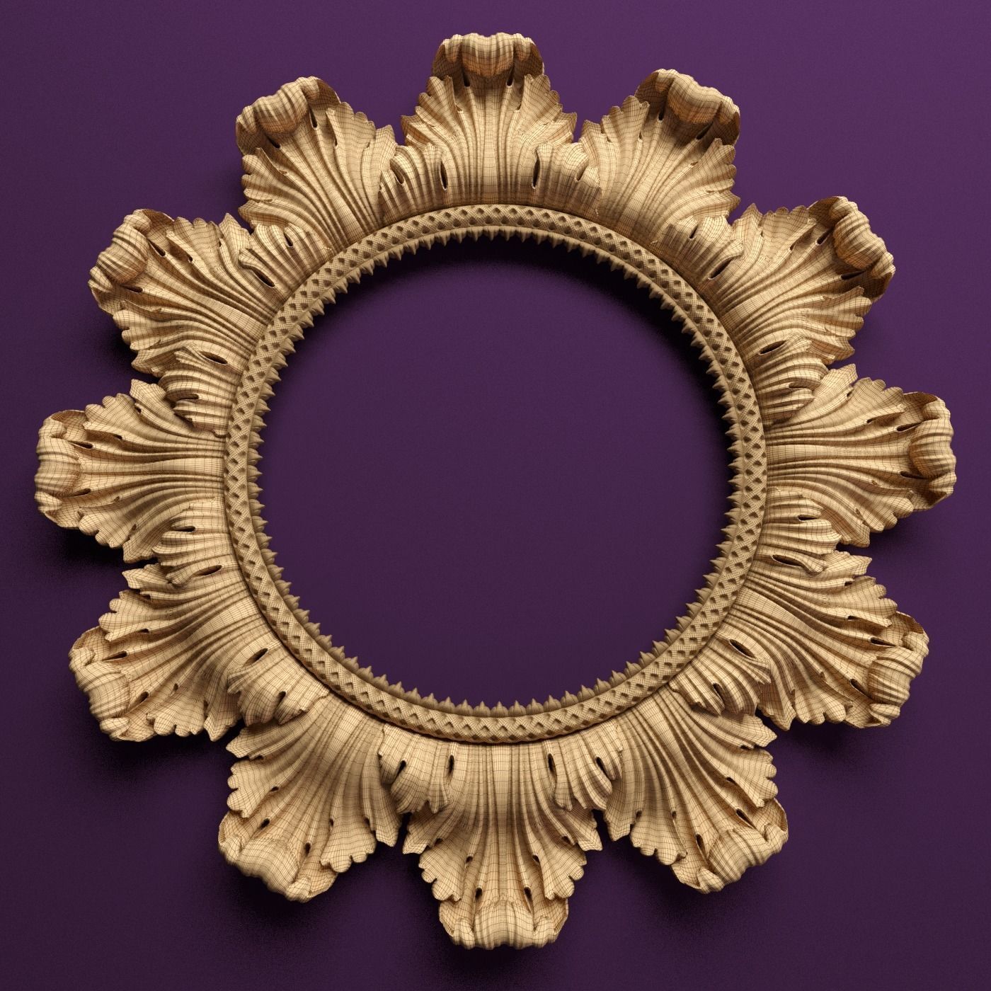 Carved round frame with acanthus leaves 3D model | CGTrader