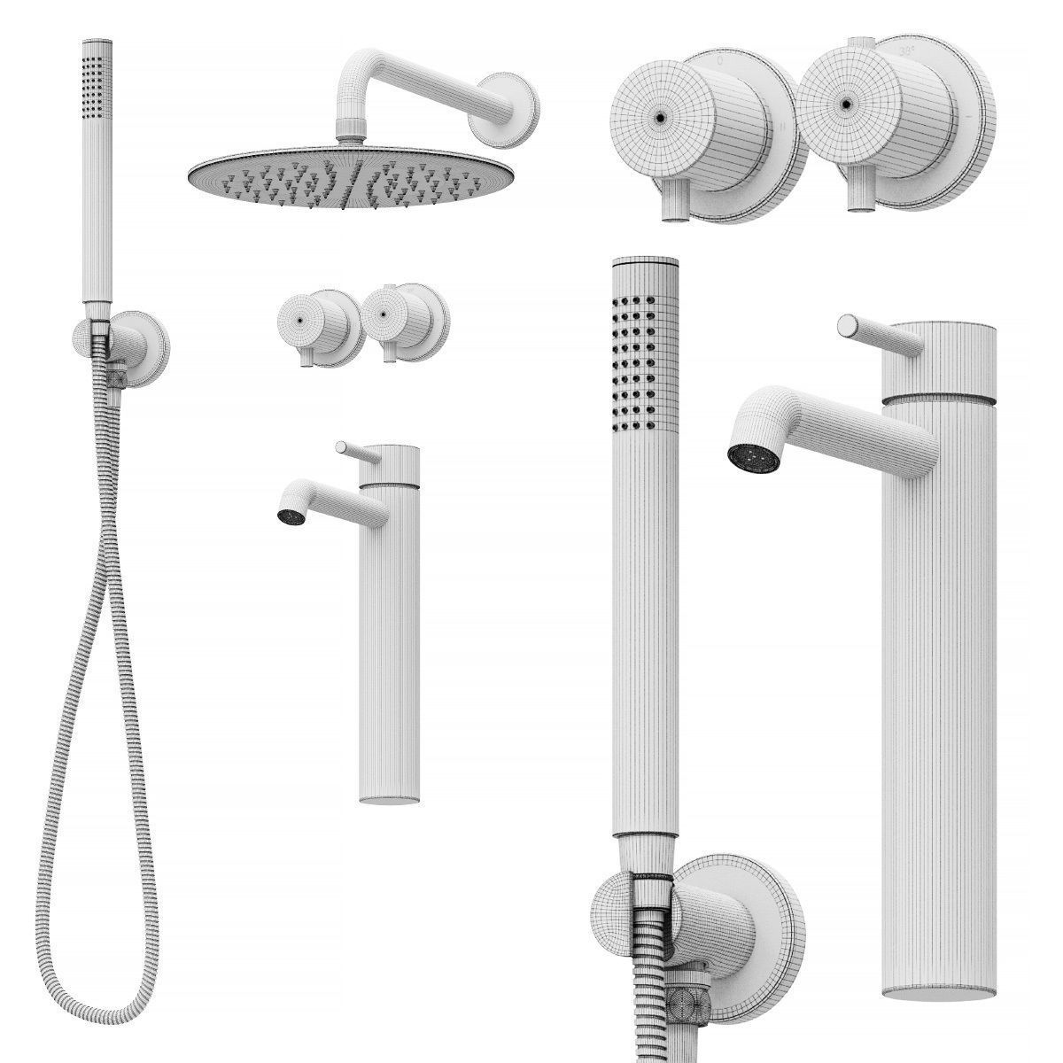 Bathroom plumbing set 3D model | CGTrader