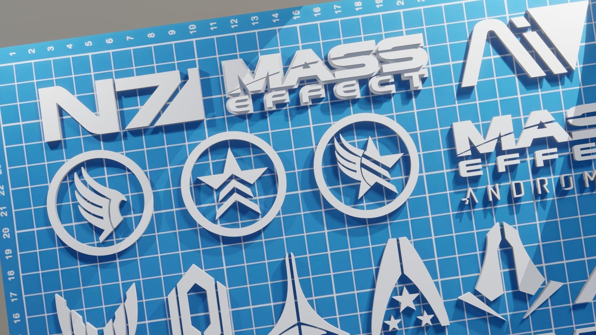 Logos and symbols Mass Effect 3D model 3D printable | CGTrader