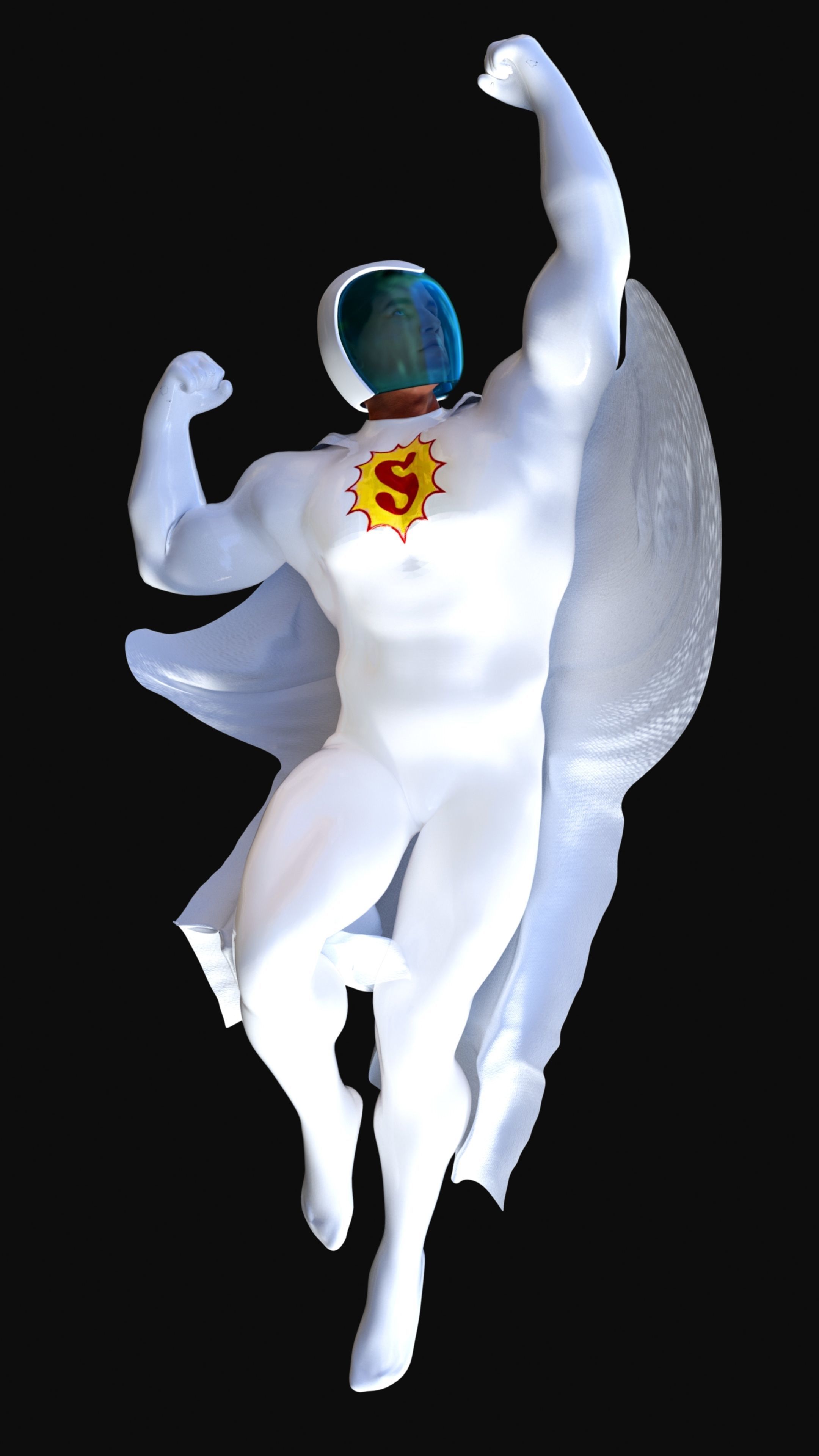 All Star Superman Solar White Suit 3D model rigged | CGTrader