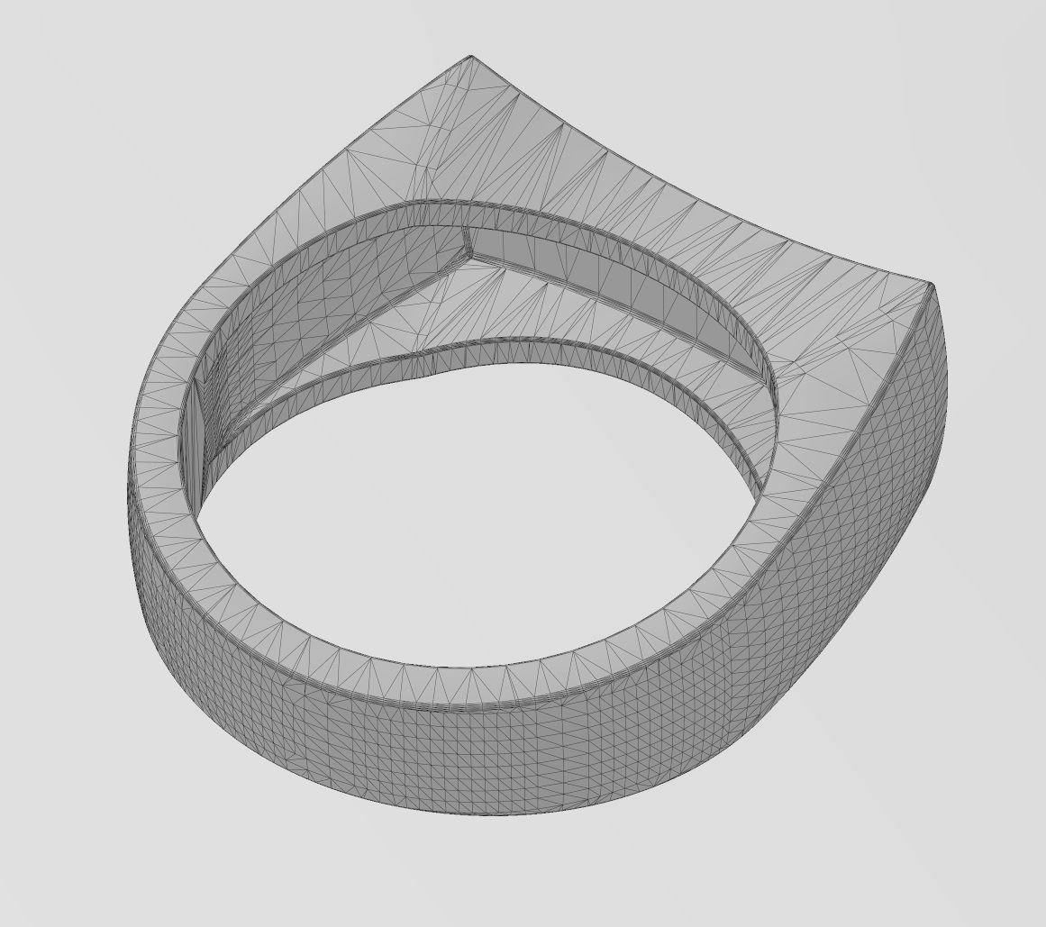 Concave sides rectangular signet ring 3D model 3D printable | CGTrader