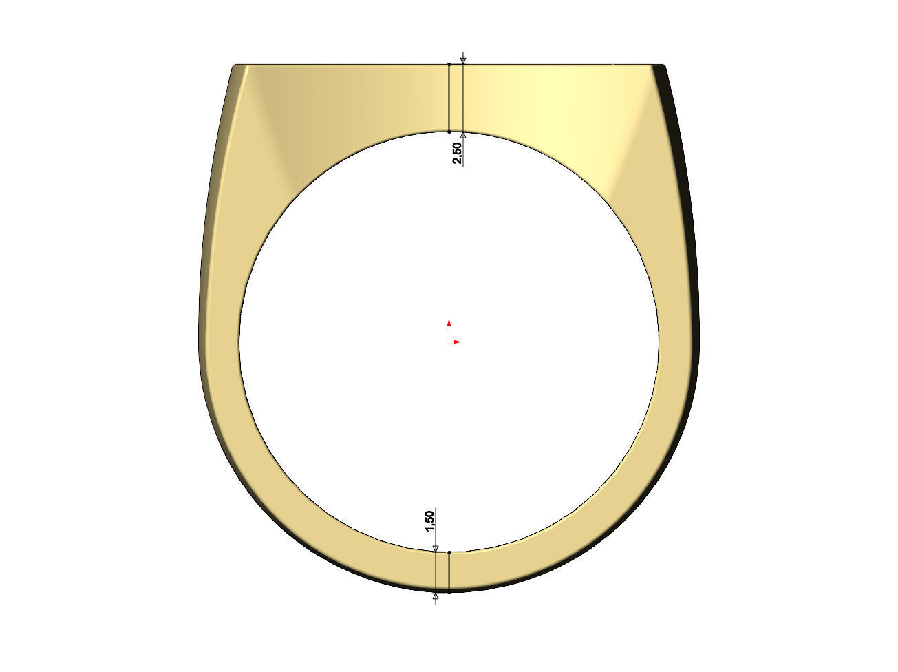 Concave sides rectangular signet ring 3D model 3D printable | CGTrader