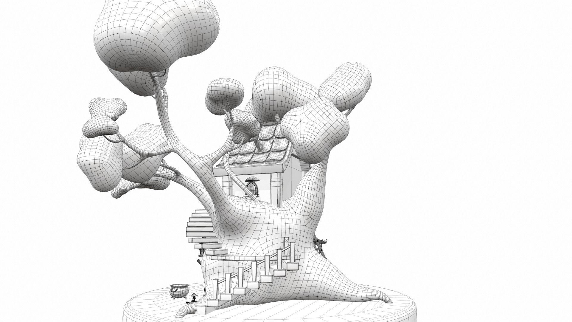 Cartoon tree house and props 3D model | CGTrader