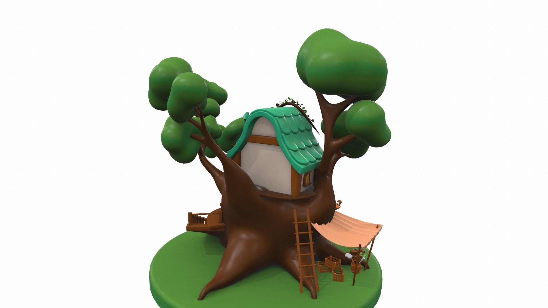 Cartoon tree house and props 3D model | CGTrader