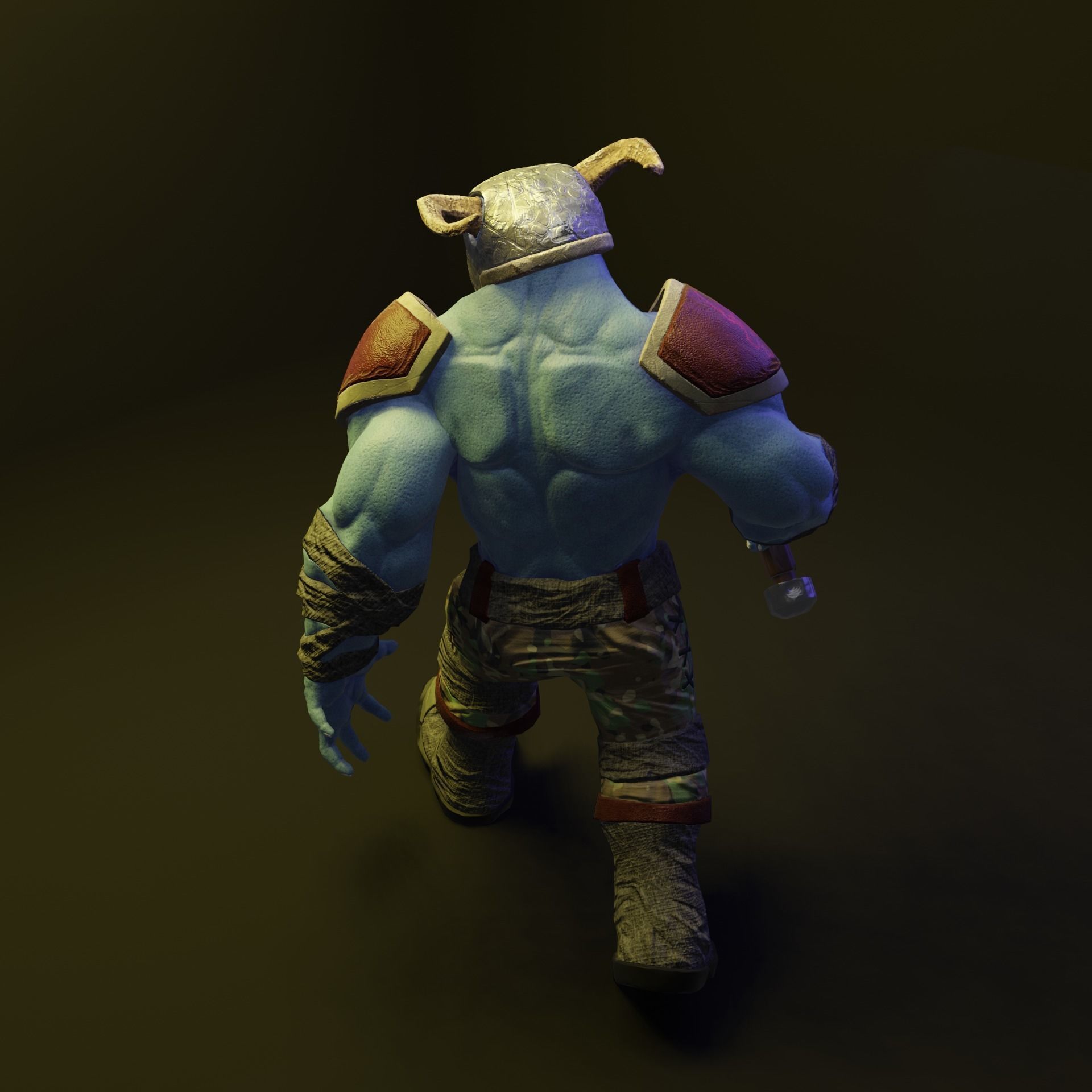 Anthropomorphic monster with a hammer 3d low poly free VR / AR / low ...