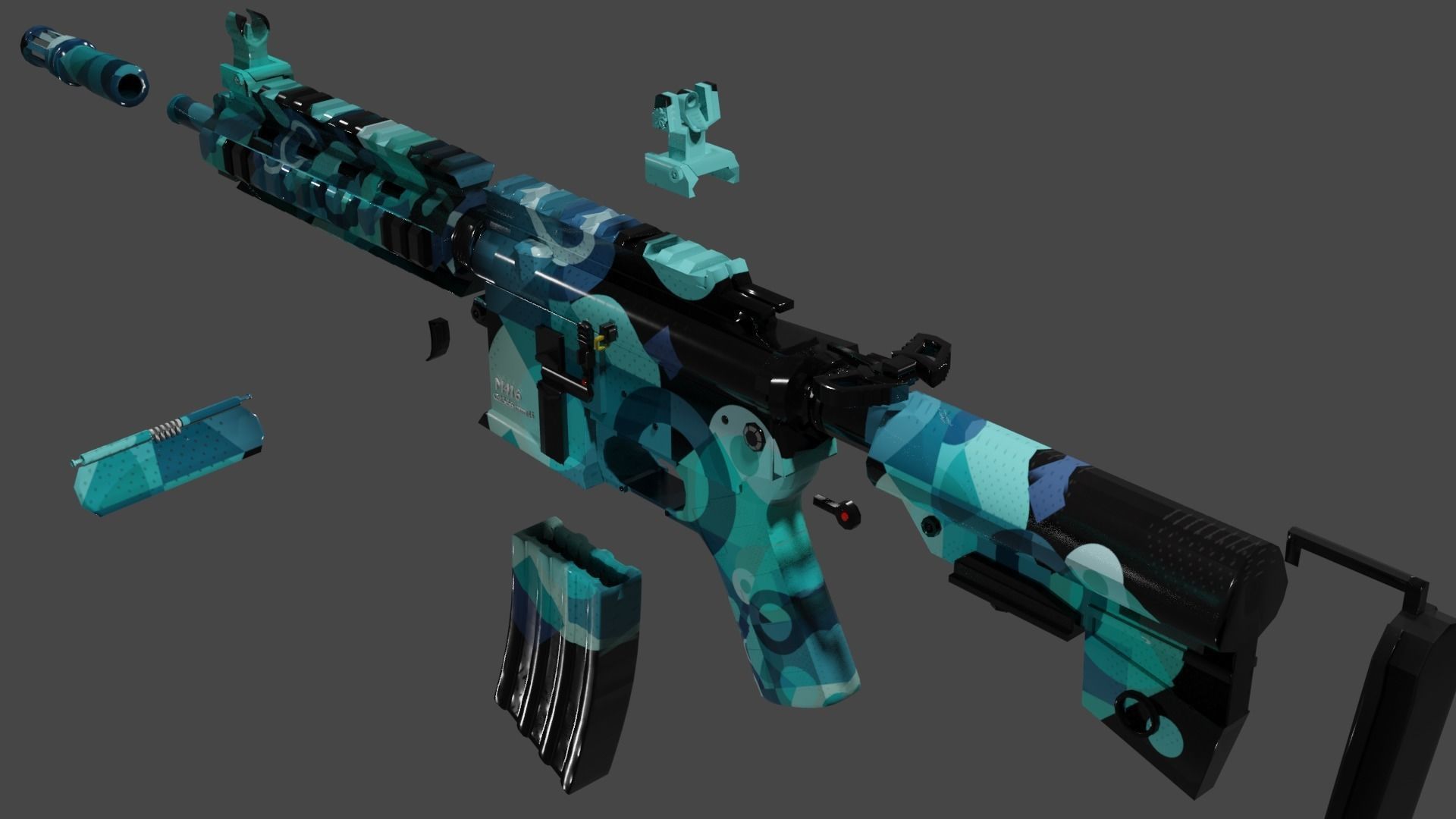 3D model m416 3D Model camouflage aeg rifle VR / AR / low-poly | CGTrader