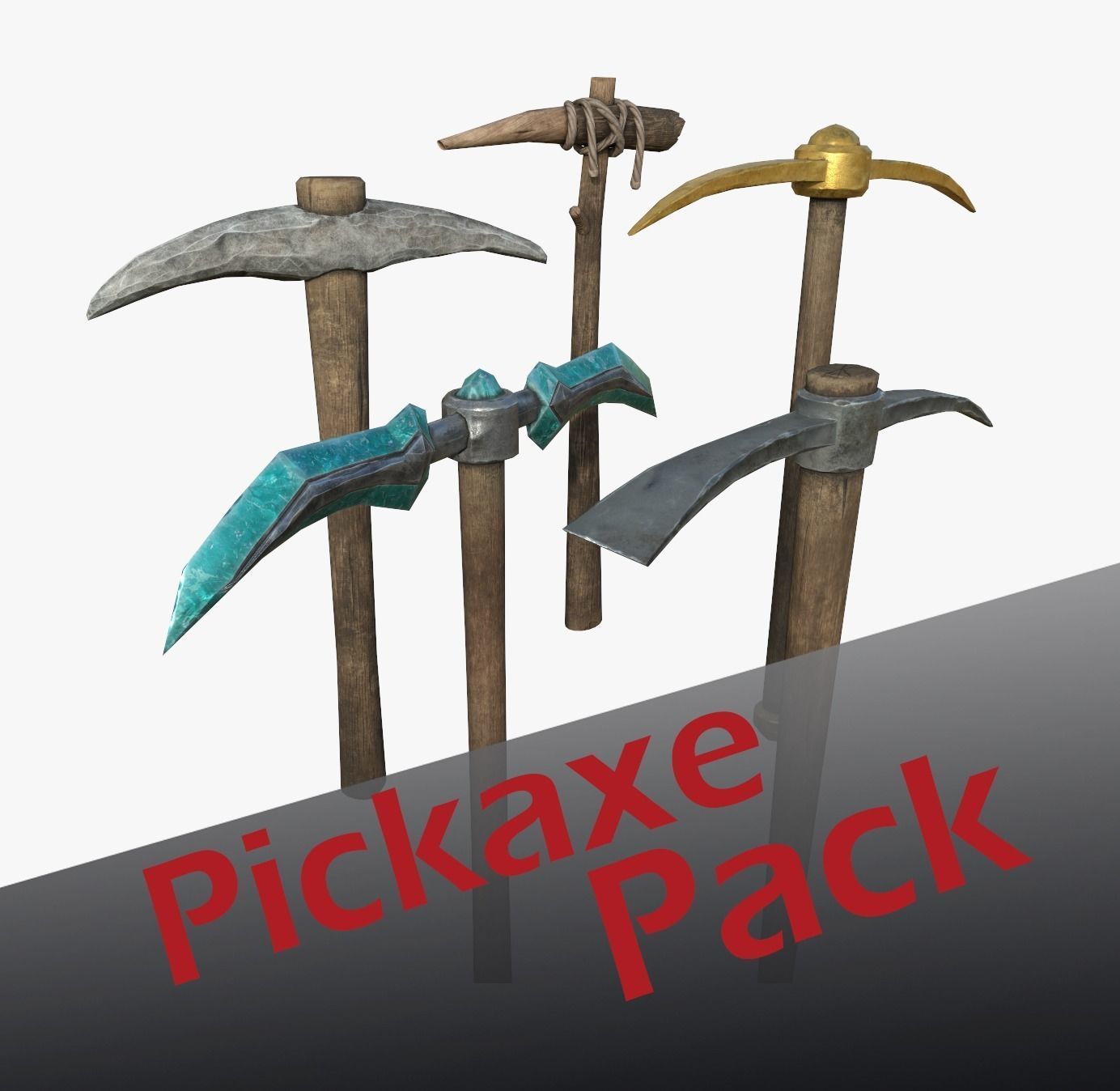 3D model Pickaxe pack VR / AR / low-poly | CGTrader