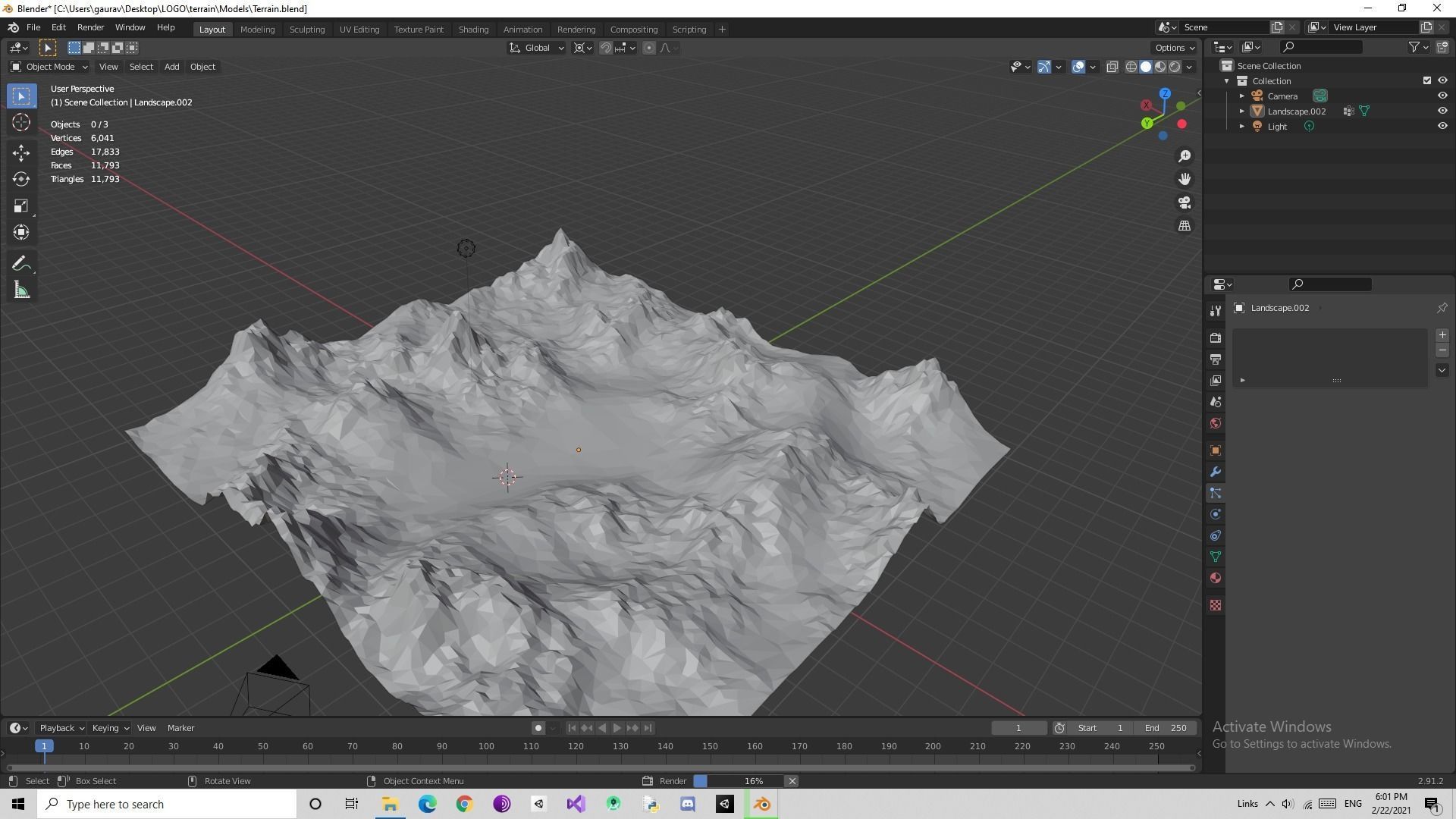 3D model Procedural Generated Low poly Terrain VR / AR / low-poly ...