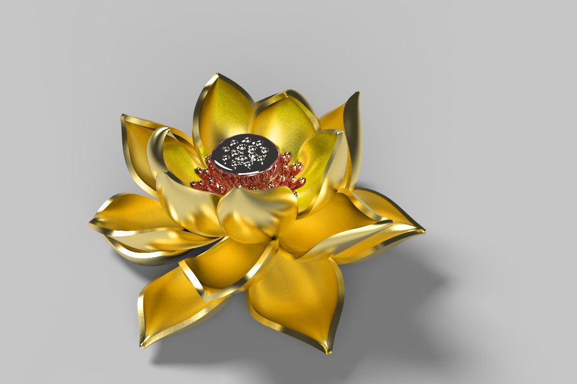 Lotus Brooch 3D model 3D printable | CGTrader