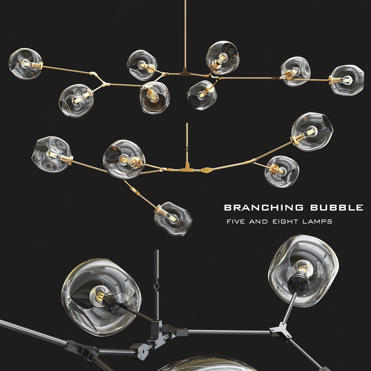Branching bubble five and eight lamps 3D model | CGTrader