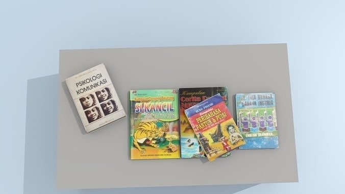 3D model Book set 3D model table with books VR / AR / low-poly | CGTrader