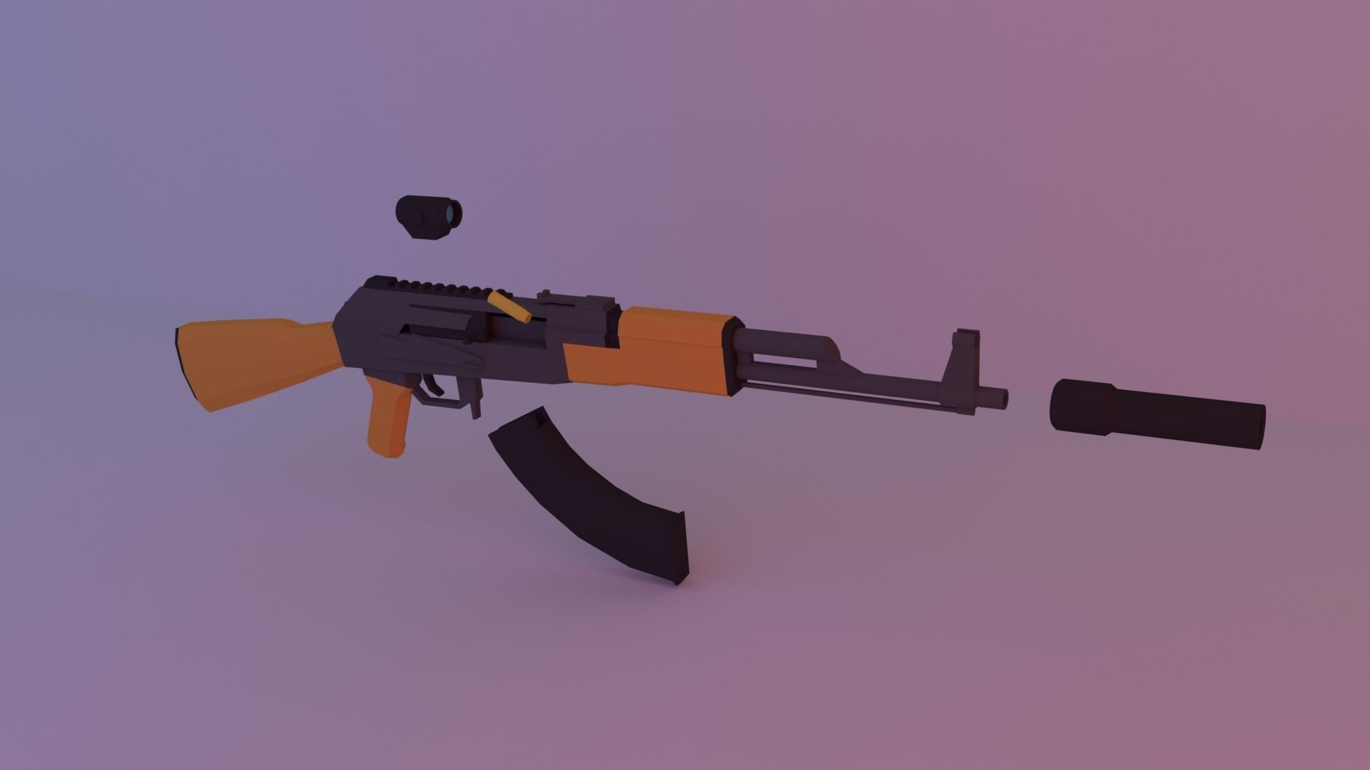 3D model Low poly pack guns Animated - AK-47 - M16 - AR15 -UZI- 3D ...