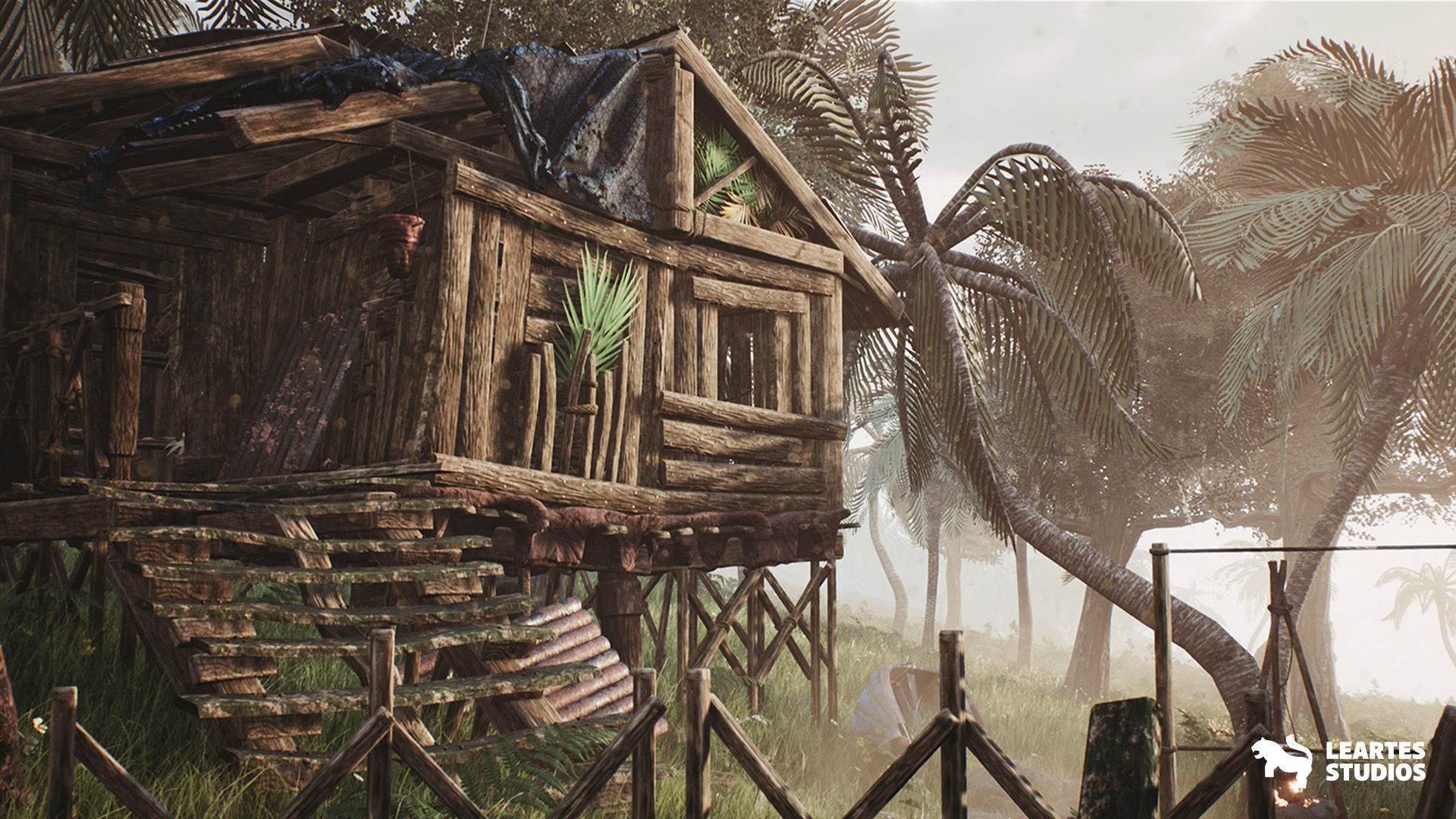 3D model Abandoned Hut in Tropical Island Survival Post Apocalyptic VR ...