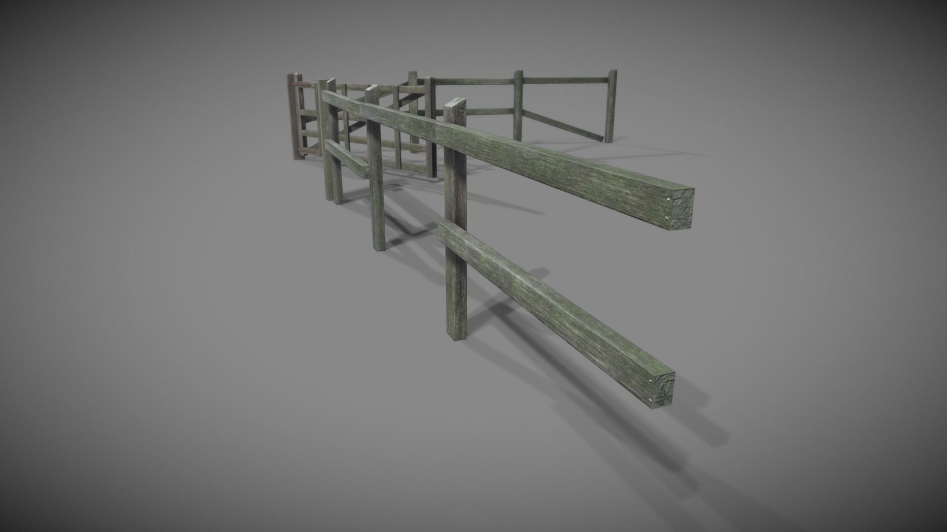 Low poly modular old wooden fence free VR / AR / low-poly 3D model ...