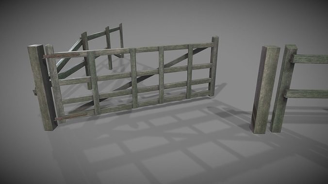 Low poly modular old wooden fence free VR / AR / low-poly 3D model ...