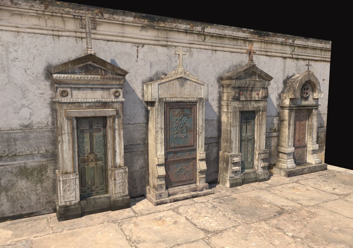 Mausoleum Entrances Lined Side By Side 3D model | CGTrader