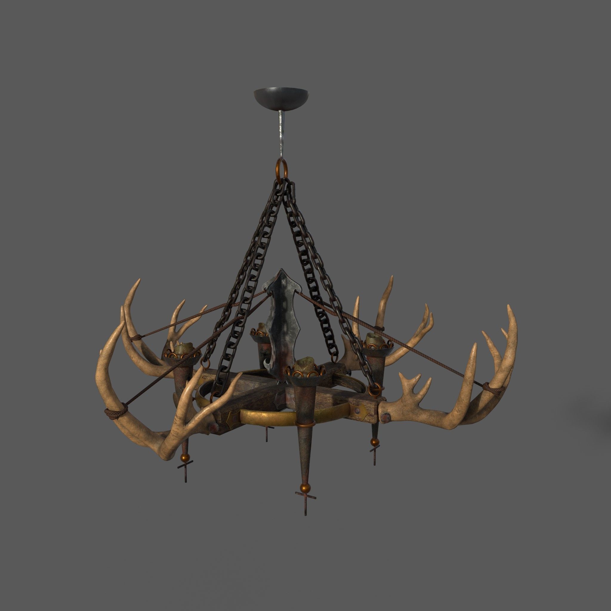 3D model Medieval Antler Chandelier Design Three VR / AR / low-poly ...
